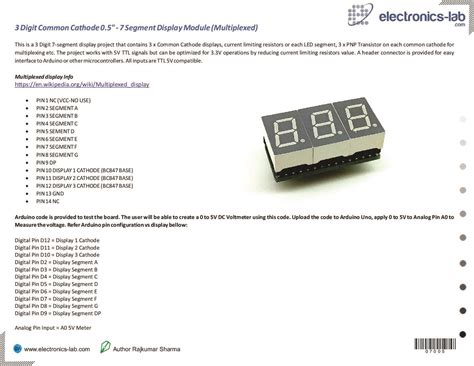 3 Digit Common Cathode 05 7 Segment Display Module Multiplexed