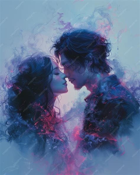 Premium Photo A Whimsical Portrayal Of A Couple Sharing A Kiss While