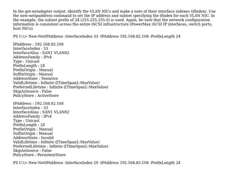 Configure Ip Address And Subnet Information For Vlan Nics Iscsi