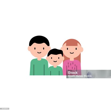 Stock Ilustrace Matka Otec Syn Kreslená Ikona Prvek Rodinné Kreslené