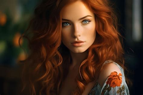 Premium Ai Image Attractive Woman With Redhead