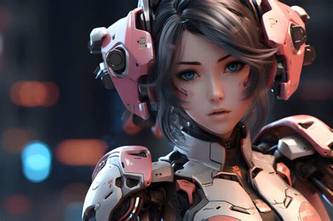 Anime Robot Girl Render