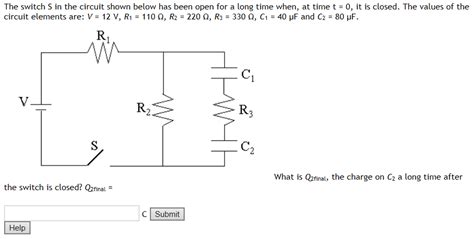 Solved The Switch S In The Circuit Shown Below Has Been Open Chegg