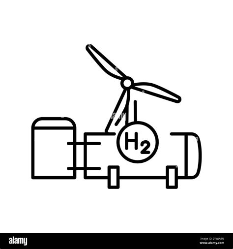 Hydrogen Energy Black Line Icon Vector Isolated Element Editable Stroke Stock Vector Image