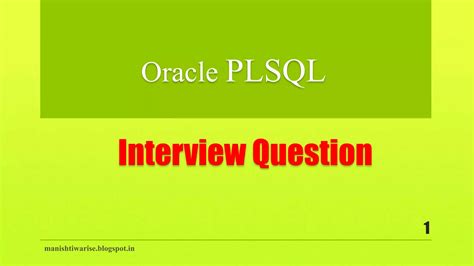 Interview Question Oracle Plsql Plsql Developer Ppt