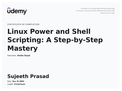 Sujeeth Prasad On Linkedin Check Out This Certificate I Got For Linux Power And Shell Scripting A
