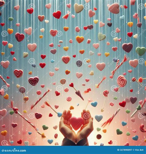 55 46 Unusual Rain Of Candy Hearts Sweetmessages Of Love And Stock Image Image Of Unusual
