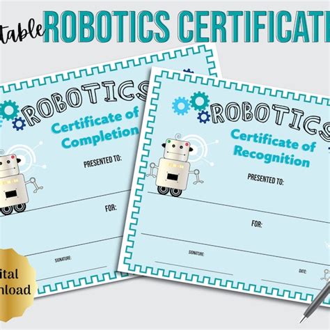 Robotics Certificate Etsy