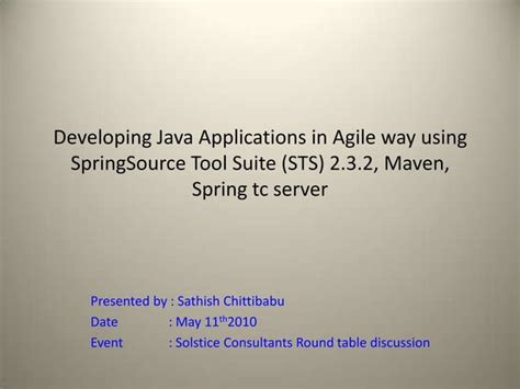 Developing Agile Java Applications Using Spring Tools Ppt