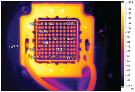 Thermal Surface Recorded Temperature Of The 100 W Led Array Using