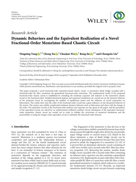 Pdf Dynamic Behaviors And The Equivalent Realization Of A Novel