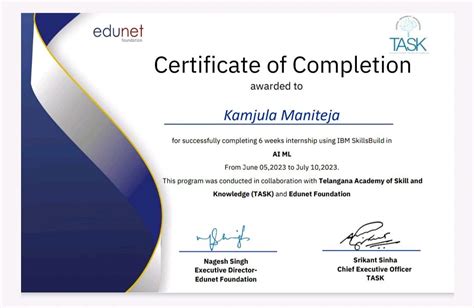 Maniteja Kamjula On Linkedin Ai Edunetfoundation Task Internship Intern Certification
