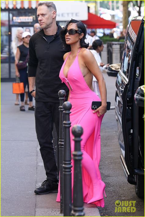 Kim Kardashian Wear Hot Pink Dress And Clips In Her Hair For Balenciaga