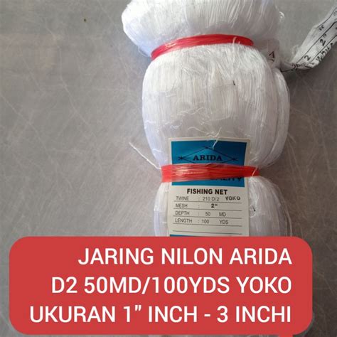 Jual Jaring Ikan Nilon Arida D2 50md100yds Yoko Ukuran 1 Inch 3 Inch Jaring Nilon Jaring