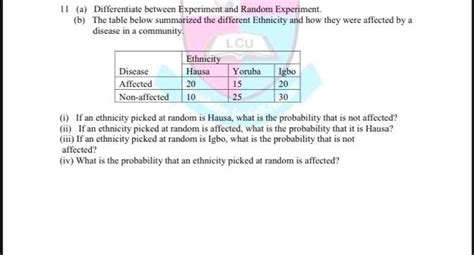 Solved 11 A Differentiate Between Experiment And Random