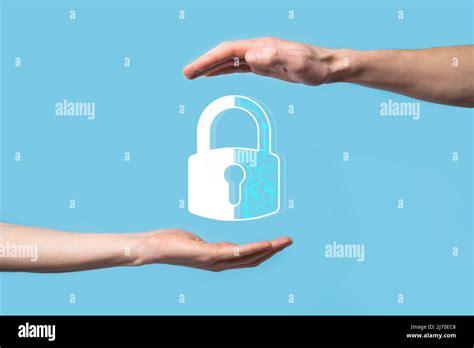 cyber security network padlock icon and internet technology networking