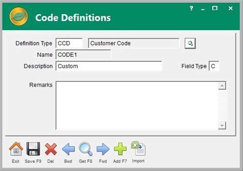Code Definitions Customer Code
