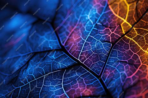 Premium Ai Image Neural Network Overlay On A Leaf Veins Structure Softly Illuminated