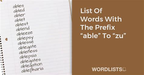 List Of Words With The Suffix Able