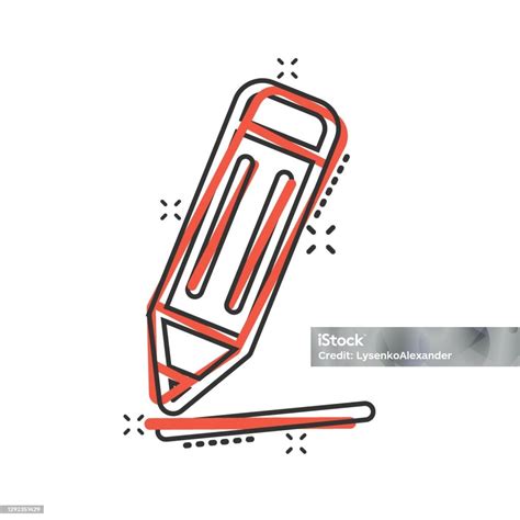 만화 스타일의 연필 아이콘 흰색 고립 된 배경에 펜 만화 벡터 그림 드로잉 스플래시 효과 비즈니스 컨셉 검은색에 대한 스톡 벡터 아트 및 기타 이미지 Istock