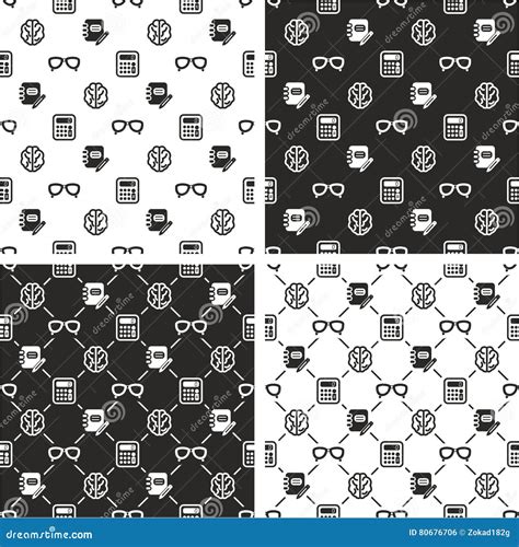 geek or nerd seamless pattern set stock vector illustration of icon