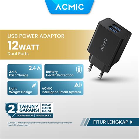 Jual Acmic Cwc02 Dual Usb 12w Kepala Charger Fast Charging Adaptor