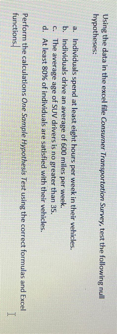 Solved Using The Data In The Excel File Consumer