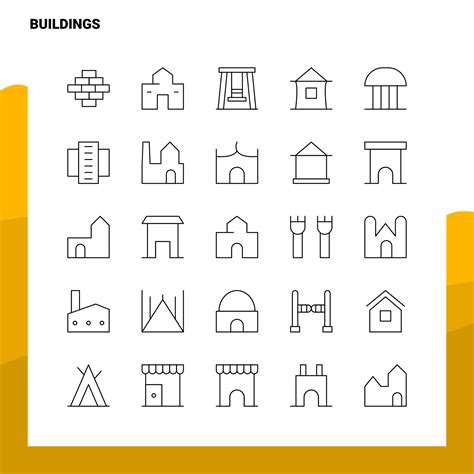Set Of Buildings Line Icon Set 25 Icons Vector Minimalism Style Design Black Icons Set Linear