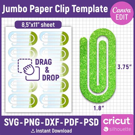 Jumbo Paperclip Template Paperclip Bookmark Svg Paperclip Svg Snack