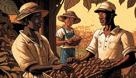Premium AI Image Graphic Illustration Showing The Process Of Cocoa Harvesting
