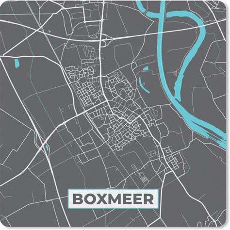 Muismat Stadskaart Boxmeer Blauw Kaart Plattegrond 20x20 Cm