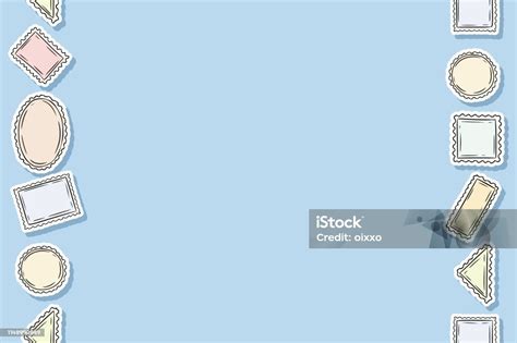 포스트 스탬프 스티커 완벽 한 패턴입니다 다채로운 레이블 배경입니다 문자 형식 봉투에 대한 스톡 벡터 아트 및 기타 이미지