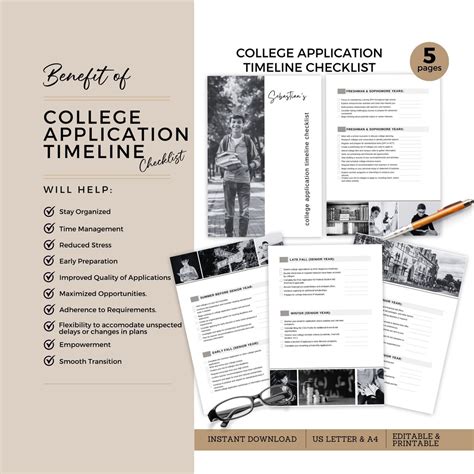 College Application Timeline Checklist Template Teen Visual