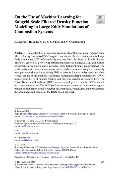 Pdf On The Use Of Machine Learning For Subgrid Scale Filtered Density