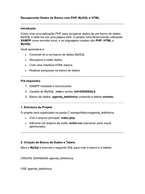 Recuperando Dados Do Banco Com Php Mysql E Html Pdf Script Java Php