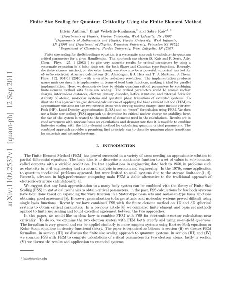 Pdf Finite Size Scaling For Quantum Criticality Using The Finite
