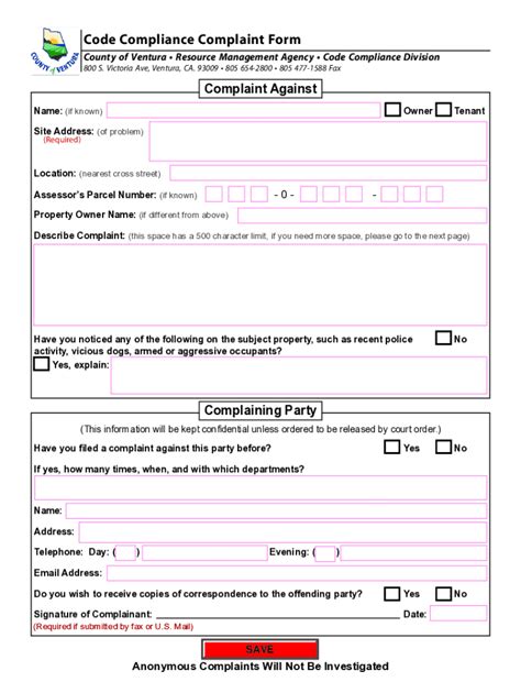 Fillable Online Code Compliance Complaint Form Fax Email Print Pdffiller