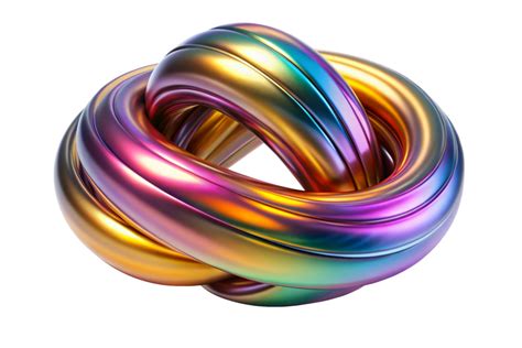Abstract 3d Render Of An Intertwined Metallic Knot With Iridescent Rainbow Colors 58449820 Png