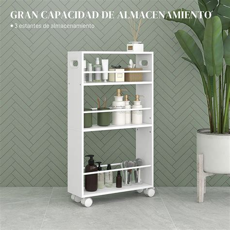 Homcom Carrito Auxiliar Con Ruedas Carrito De Cocina De 3 Niveles Con