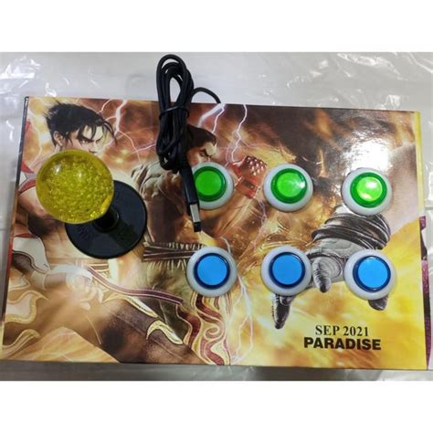 Smooth Usb Game Controller Joystick 6 Buttons Game Arcade Made Of Wooden Box Panel For PC Laptop