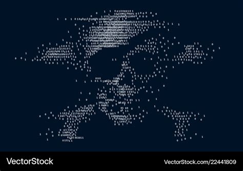 digital skull and crossbones on binary code vector image
