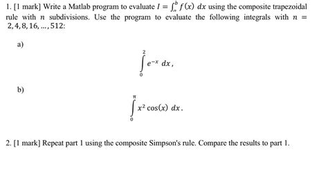 solved 1 write a matlab program to evaluate using