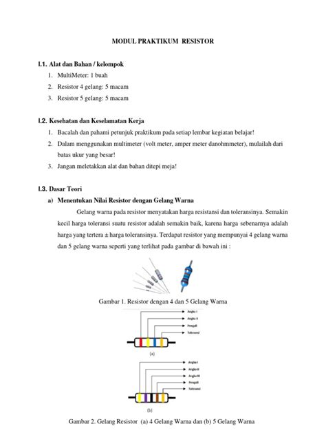 Modul Praktikum Resistor Pdf Metode And Bahan Ajar Sains And Matematika