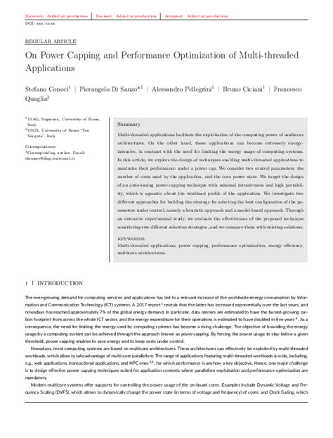 Pdf On Power Capping And Performance Optimization Of Multithreaded