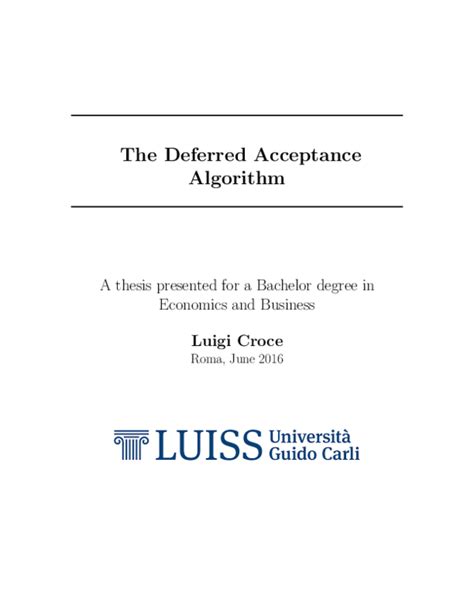 Pdf The Deferred Acceptance Algorithm