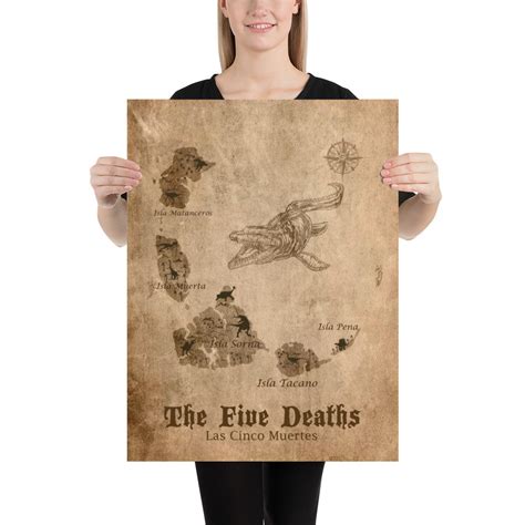 Jurassic Park The Five Deaths Map Poster Isla Sorna Site B Etsy