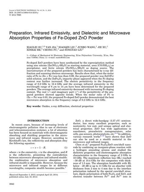 Pdf Preparation Infrared Emissivity And Dielectric And Microwave