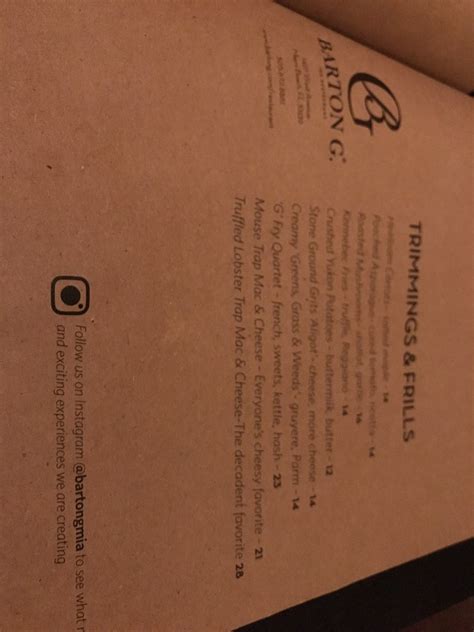 Barton G Menu Updated For 2025