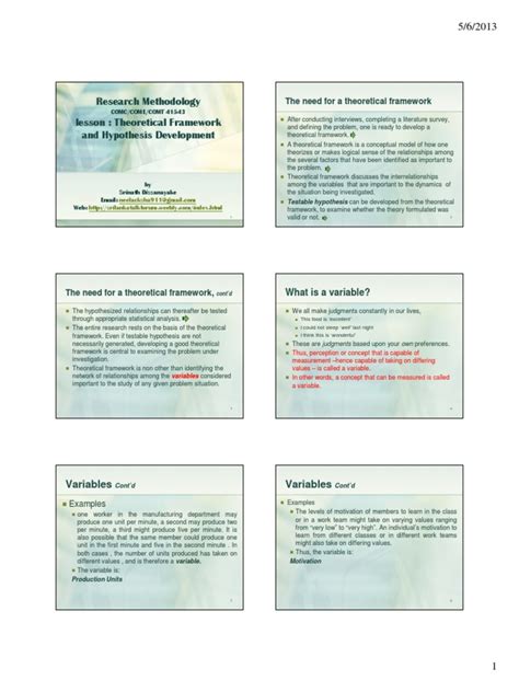 Research Methodology Lesson Theoretical Framework And Hypothesis Development Pdf Hypothesis