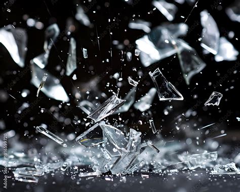 Dramatic Shattering Glass Explosion In Suspended Particles And